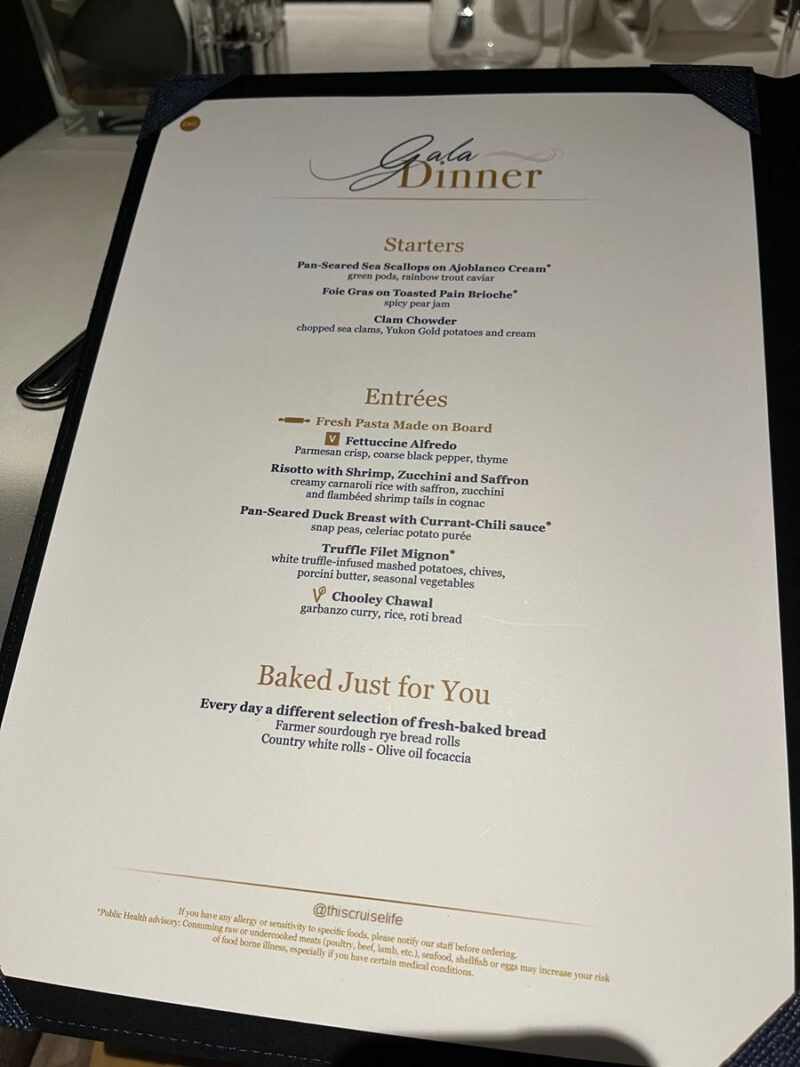 MSC Yacht Club Menus (2024) | Top Sail Lounge Nights 7, 8, and 9 › This ...