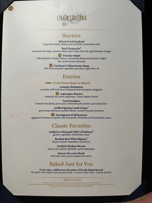 MSC Yacht Club Menus (2024) | Top Sail Lounge Nights 7, 8, and 9 › This ...