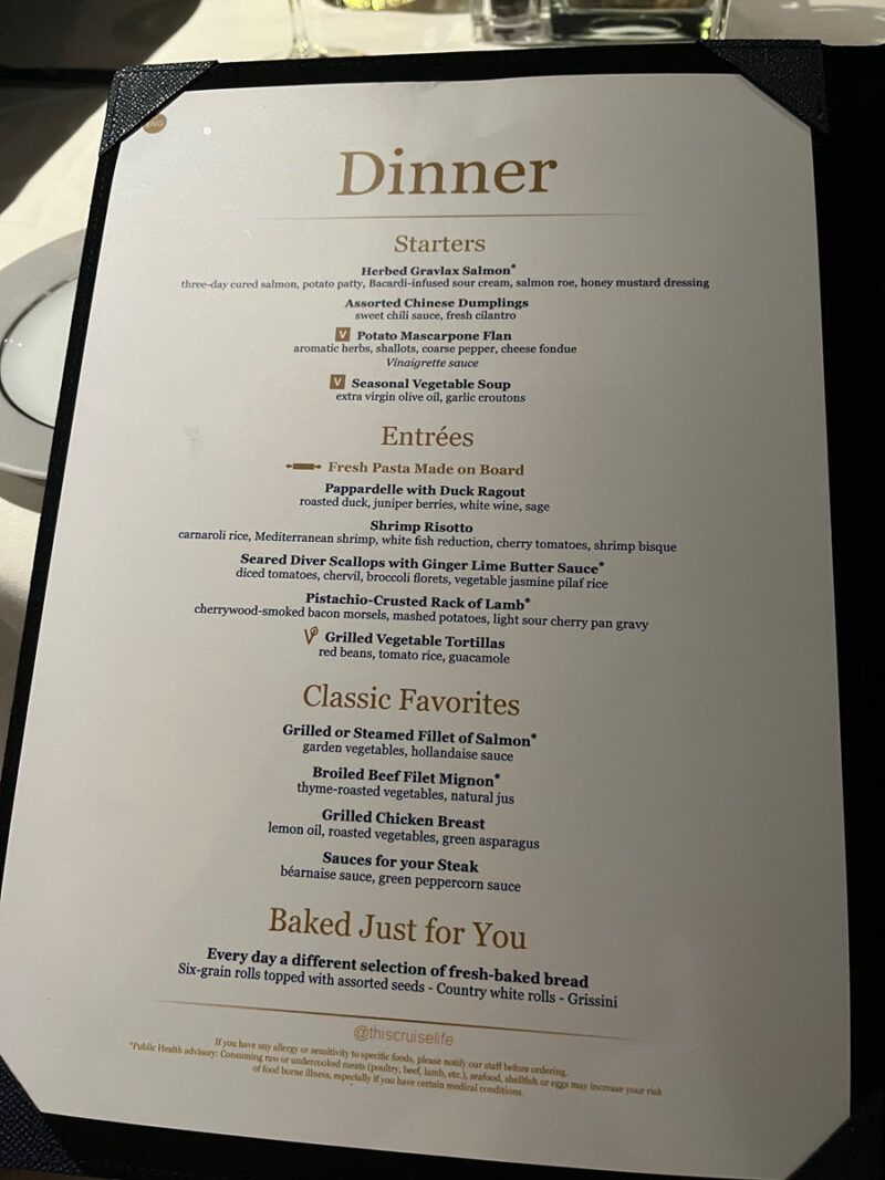 MSC Yacht Club Menus (2024) | Top Sail Lounge Nights 7, 8, and 9 › This ...