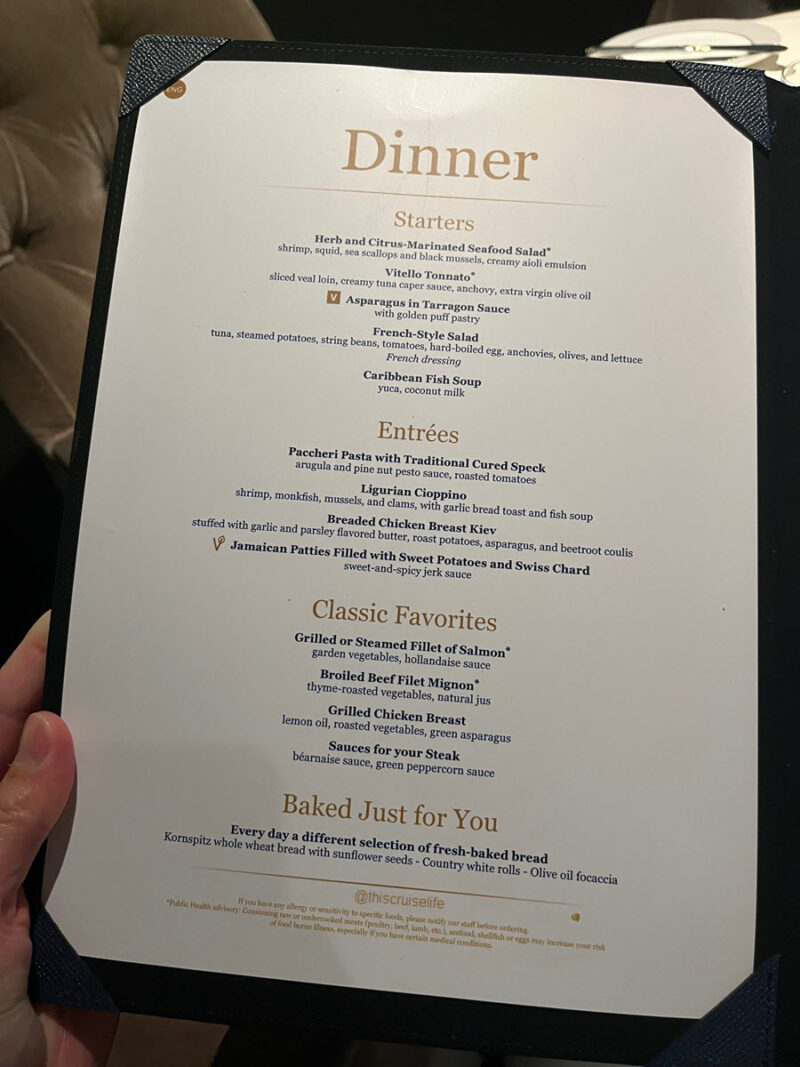 MSC Yacht Club Menus (2024) | Top Sail Lounge Nights 4, 5, and 6 › This ...