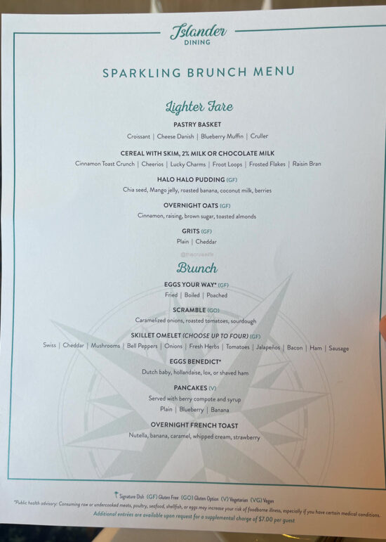Margaritaville At Sea Sparkling Wine Brunch Menu and Photos